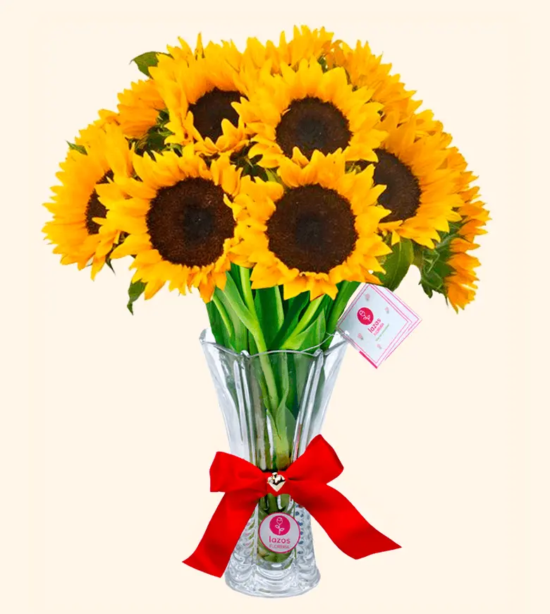 Jarrón de Girasoles – Lazos.pe